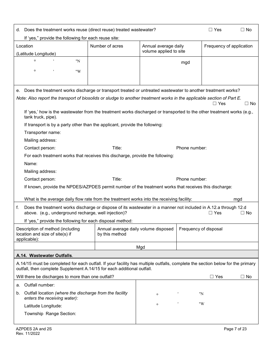 ADEQ Form 2A/2S Download Fillable PDF or Fill Online Arizona Pollutant ...