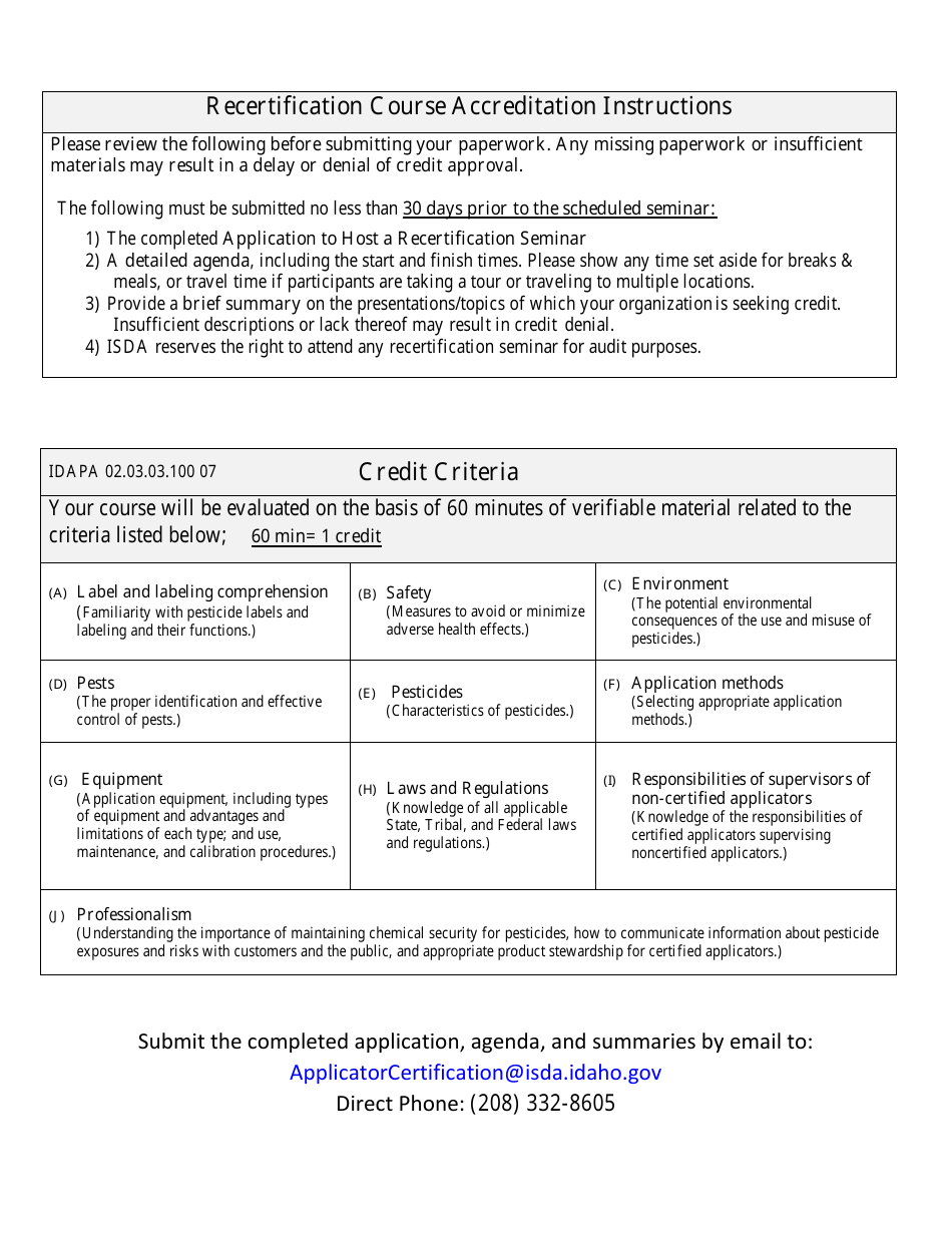 Idaho Recertification Course Accreditation - Fill Out, Sign Online and ...
