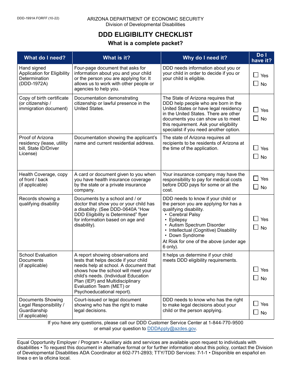 Form DDD-1991A Download Fillable PDF or Fill Online Ddd Eligibility ...