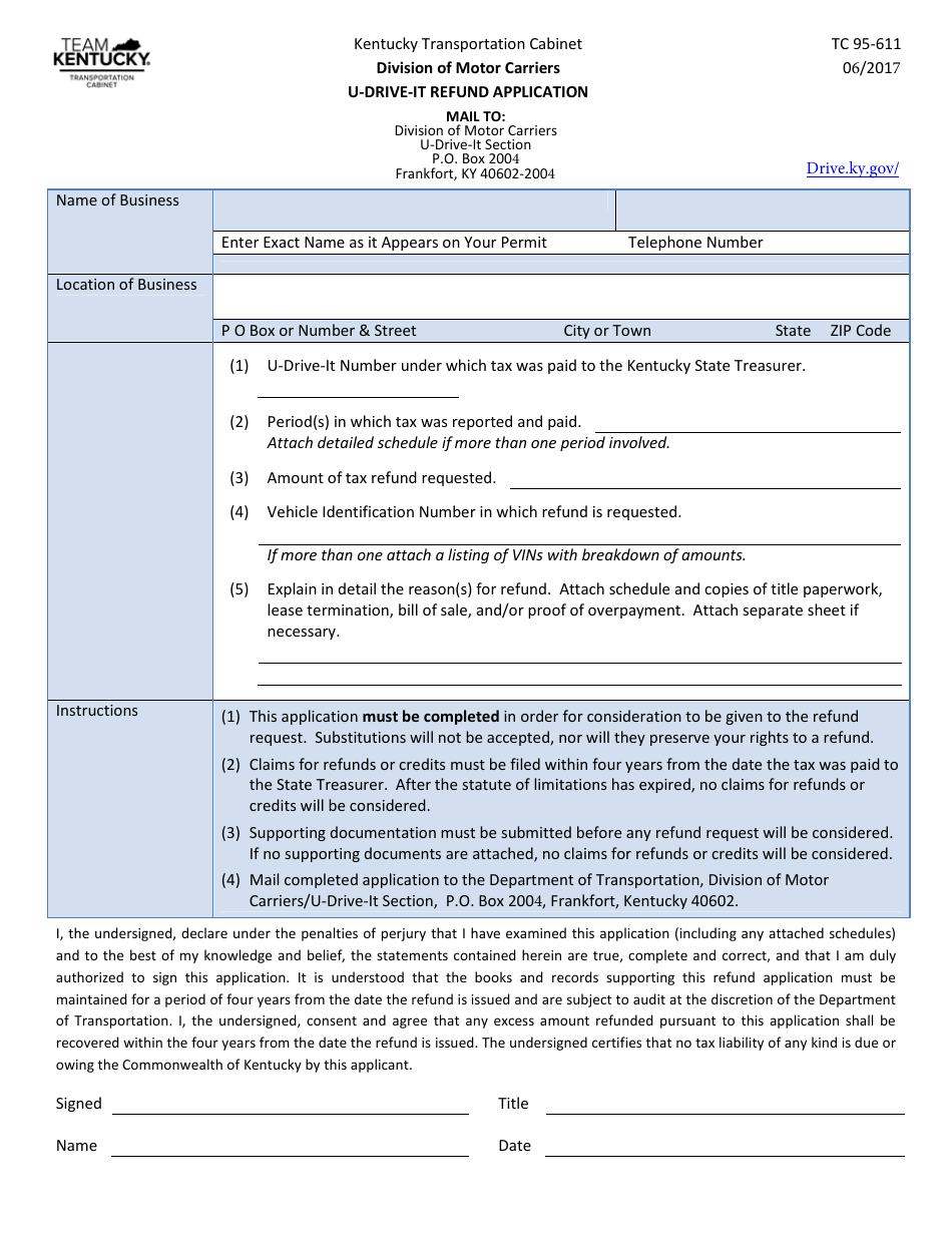 Form TC95-611 - Fill Out, Sign Online and Download Fillable PDF ...