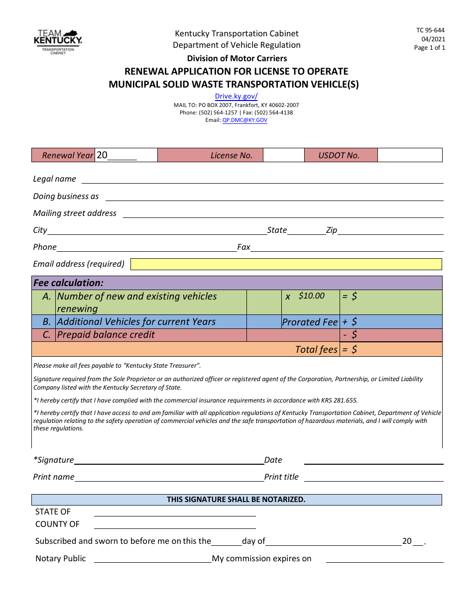 Form TC95-644 - Fill Out, Sign Online and Download Fillable PDF ...