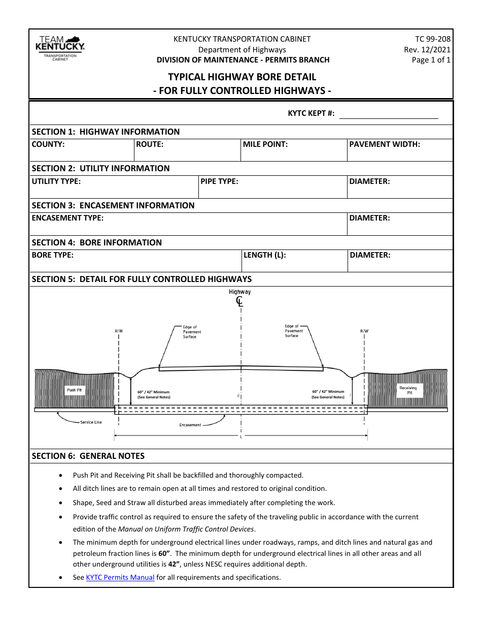 Form TC99-208 Download Printable PDF or Fill Online Typical Highway ...