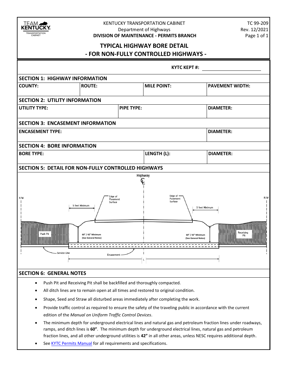 Form TC99-209 Download Printable PDF or Fill Online Typical Highway ...