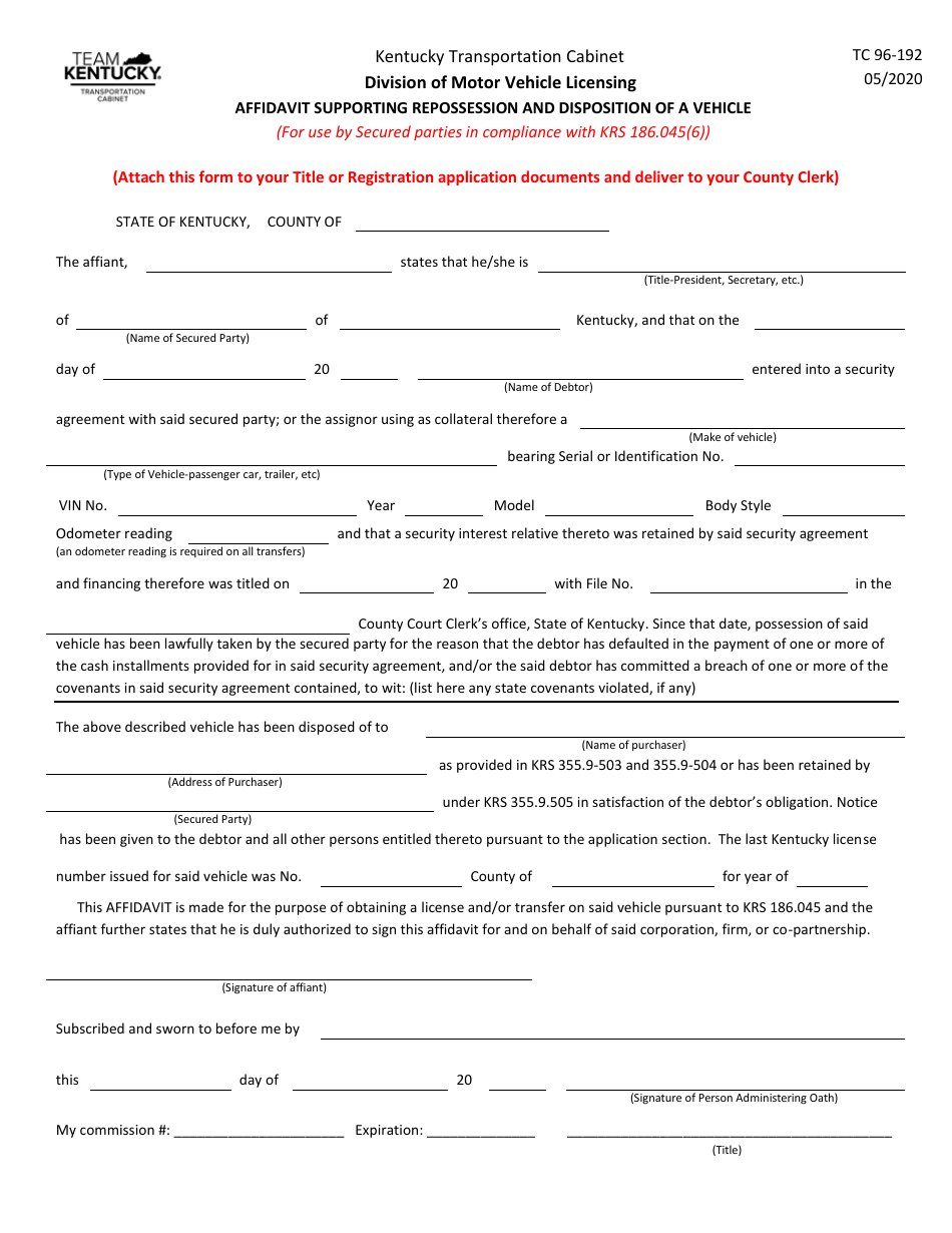 Form TC96-192 - Fill Out, Sign Online and Download Printable PDF ...