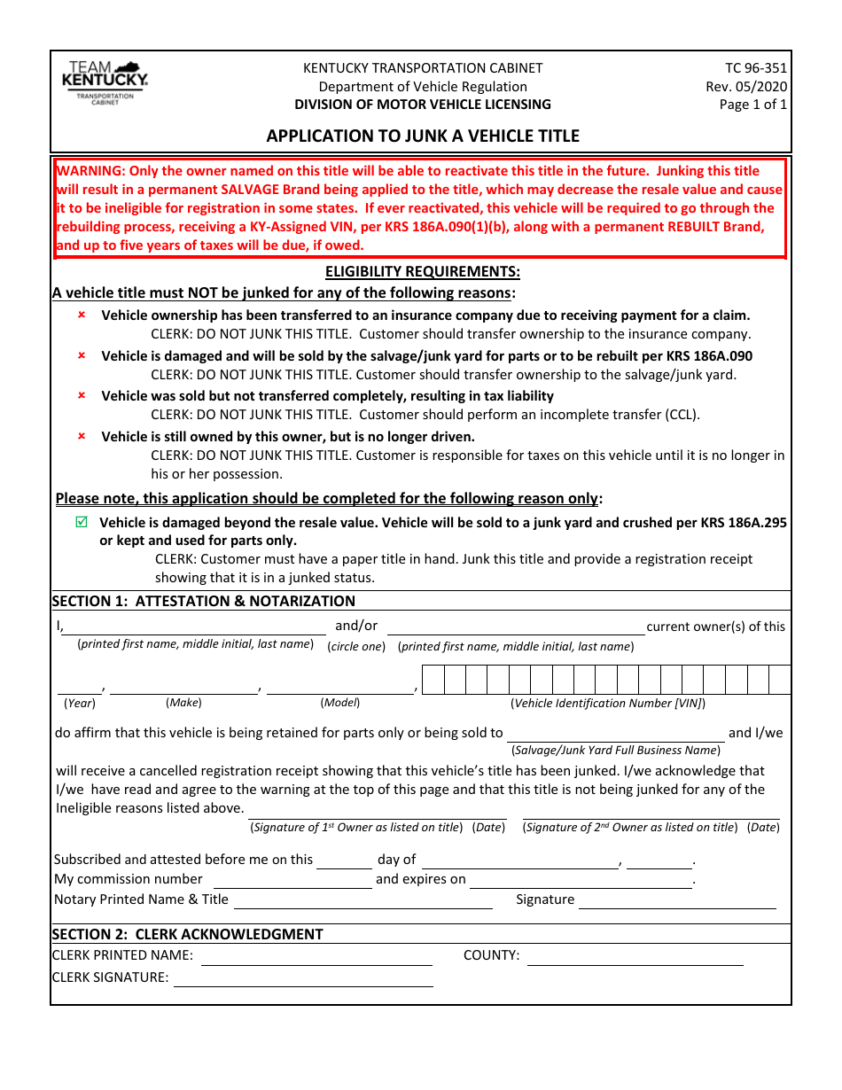 Form TC96-351 - Fill Out, Sign Online and Download Printable PDF ...