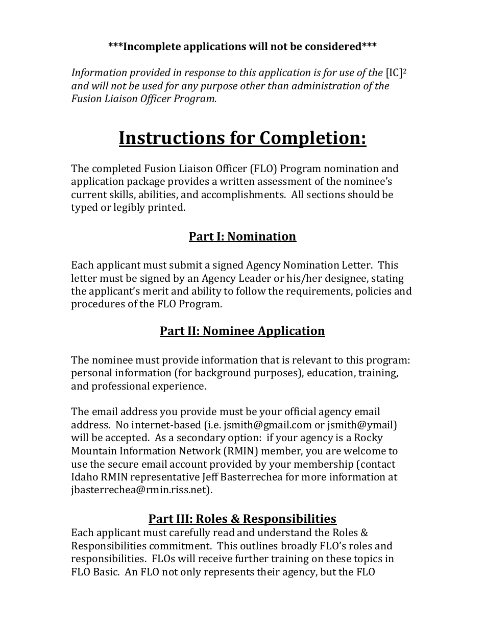 Idaho Flo Fusion Liaison Officer Flo Nomination And Application