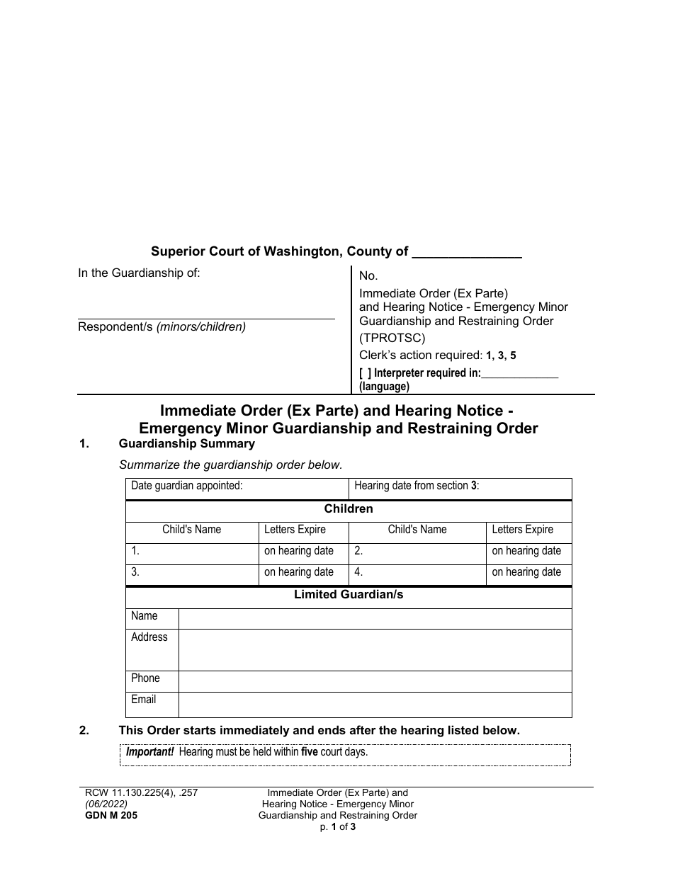 Form GDN M205 - Fill Out, Sign Online and Download Printable PDF ...
