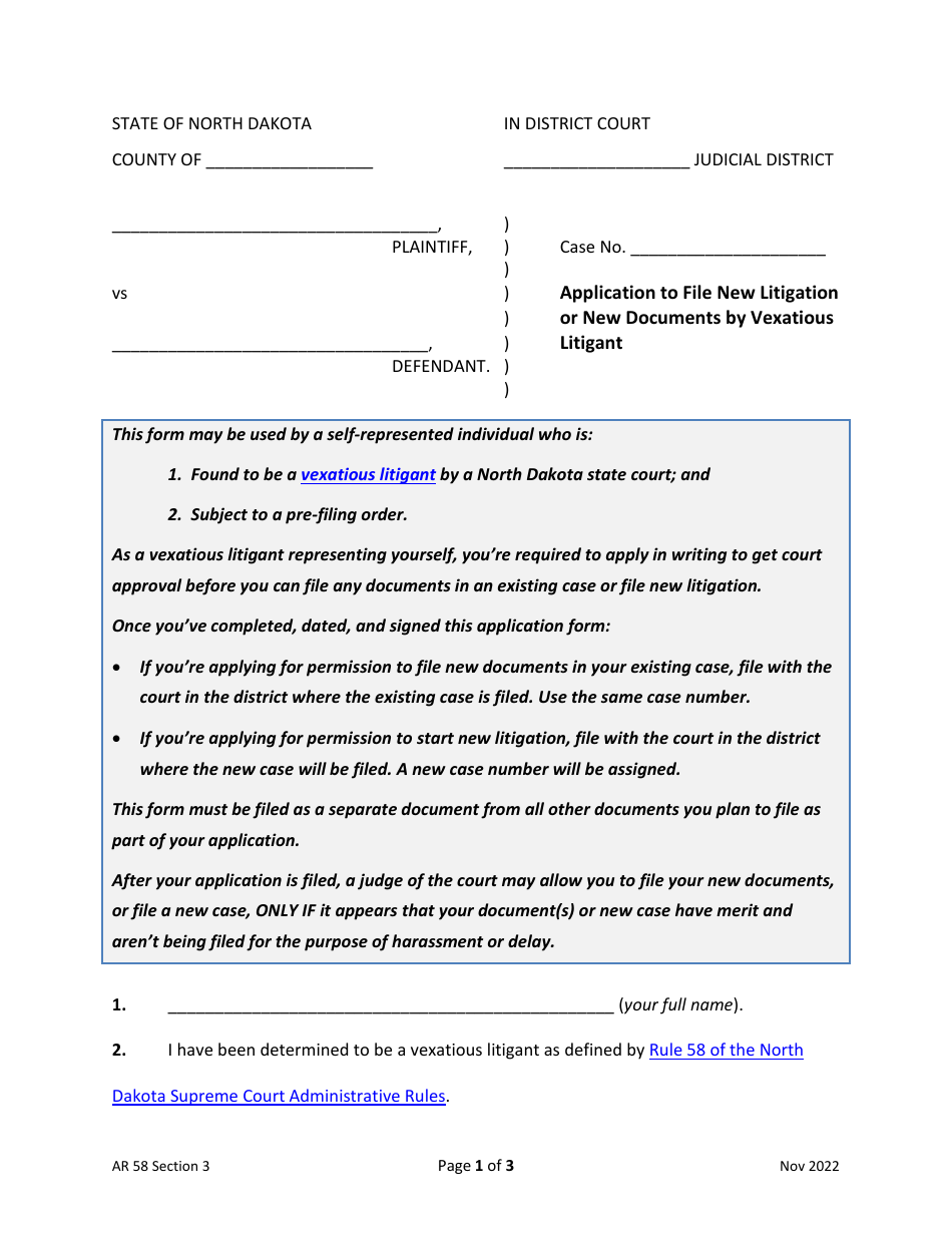 Form AR58 Section 3 - Fill Out, Sign Online and Download Fillable PDF ...
