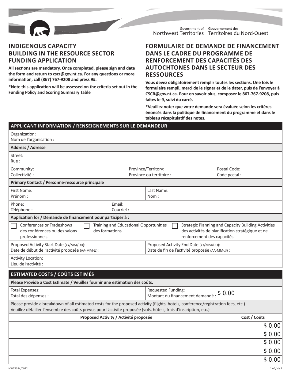 Form NWT9354 - Fill Out, Sign Online and Download Fillable PDF ...