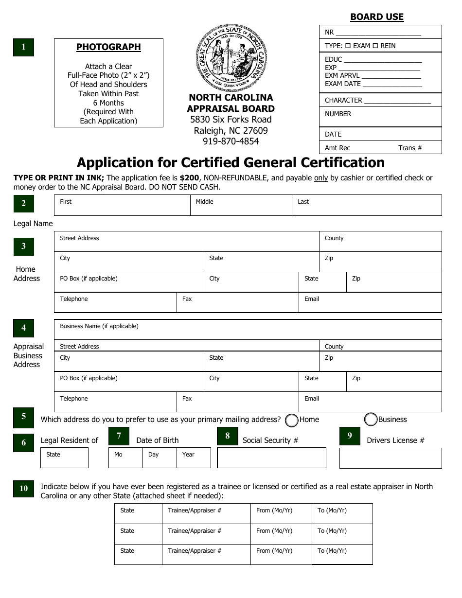 North Carolina Application for Certified General Certification - Fill Out, Sign Online and ...