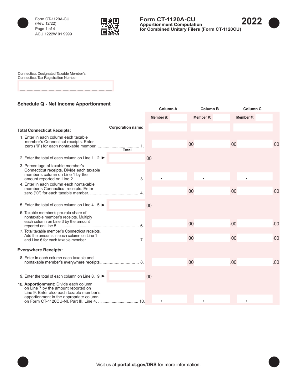 Form CT-1120A-CU - 2022 - Fill Out, Sign Online and Download Printable ...