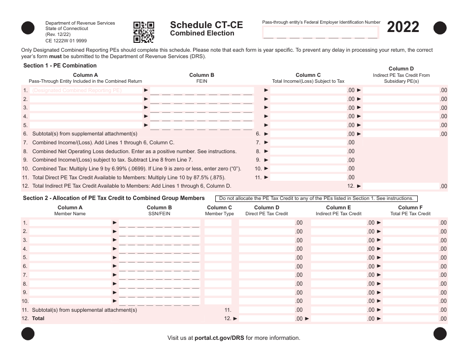 Schedule CT-CE Download Printable PDF or Fill Online Combined Election ...