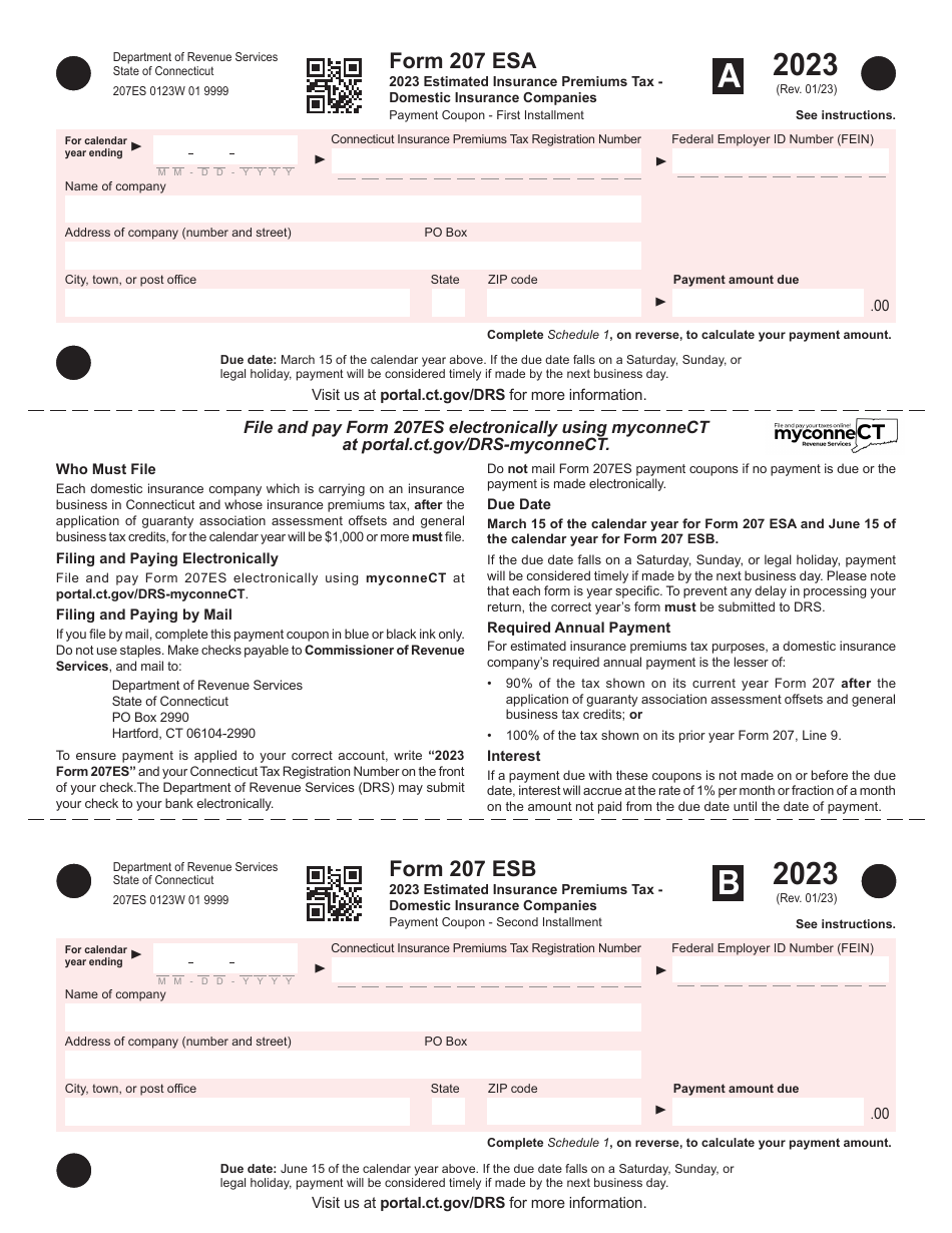 Form 207 ES Download Printable PDF or Fill Online Estimated Insurance ...