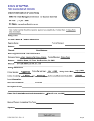 2023 Nevada Cyber First Notice of Loss Form Download Fillable PDF ...