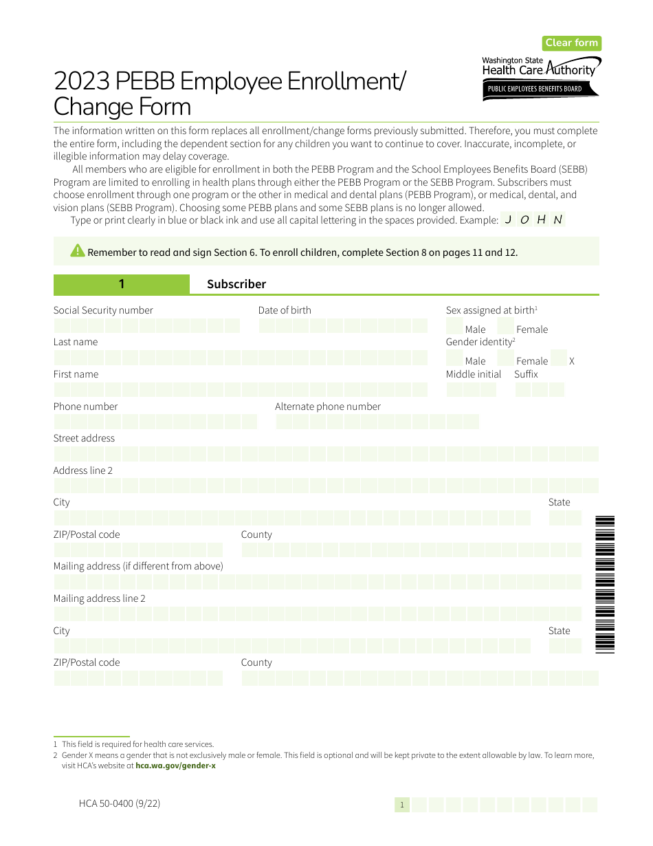 Form HCA50-0400 - 2023 - Fill Out, Sign Online and Download Fillable ...