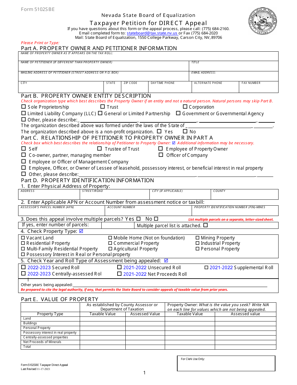 Form 5102SBE - Fill Out, Sign Online and Download Printable PDF, Nevada | Templateroller