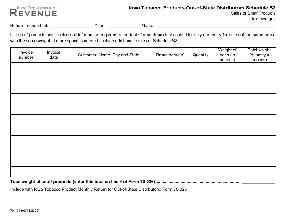 Form 70-104 Schedule S2 - Fill Out, Sign Online and Download Fillable ...