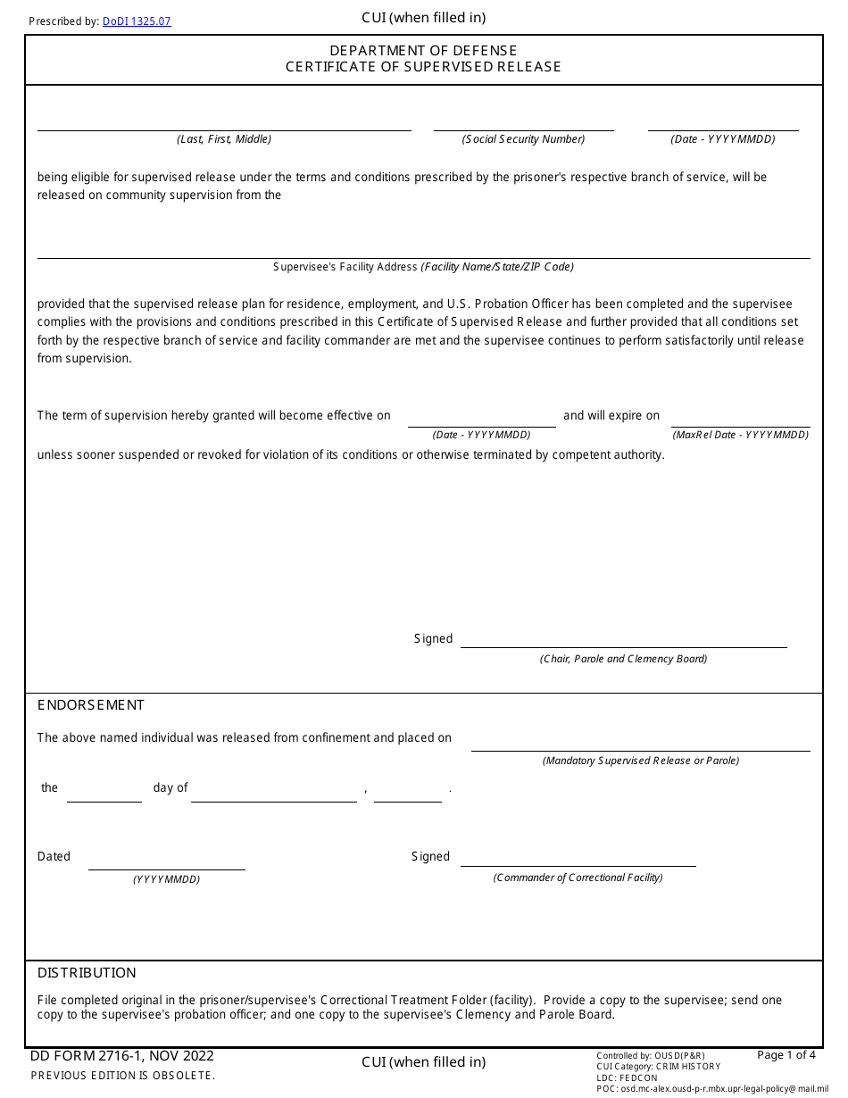 DD Form 2716-1 Download Fillable PDF or Fill Online Department of ...