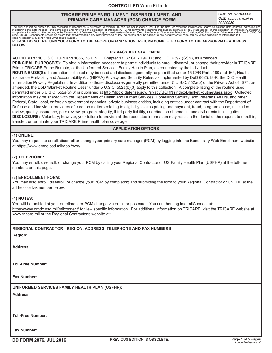 DD Form 2876 - Fill Out, Sign Online and Download Fillable PDF ...