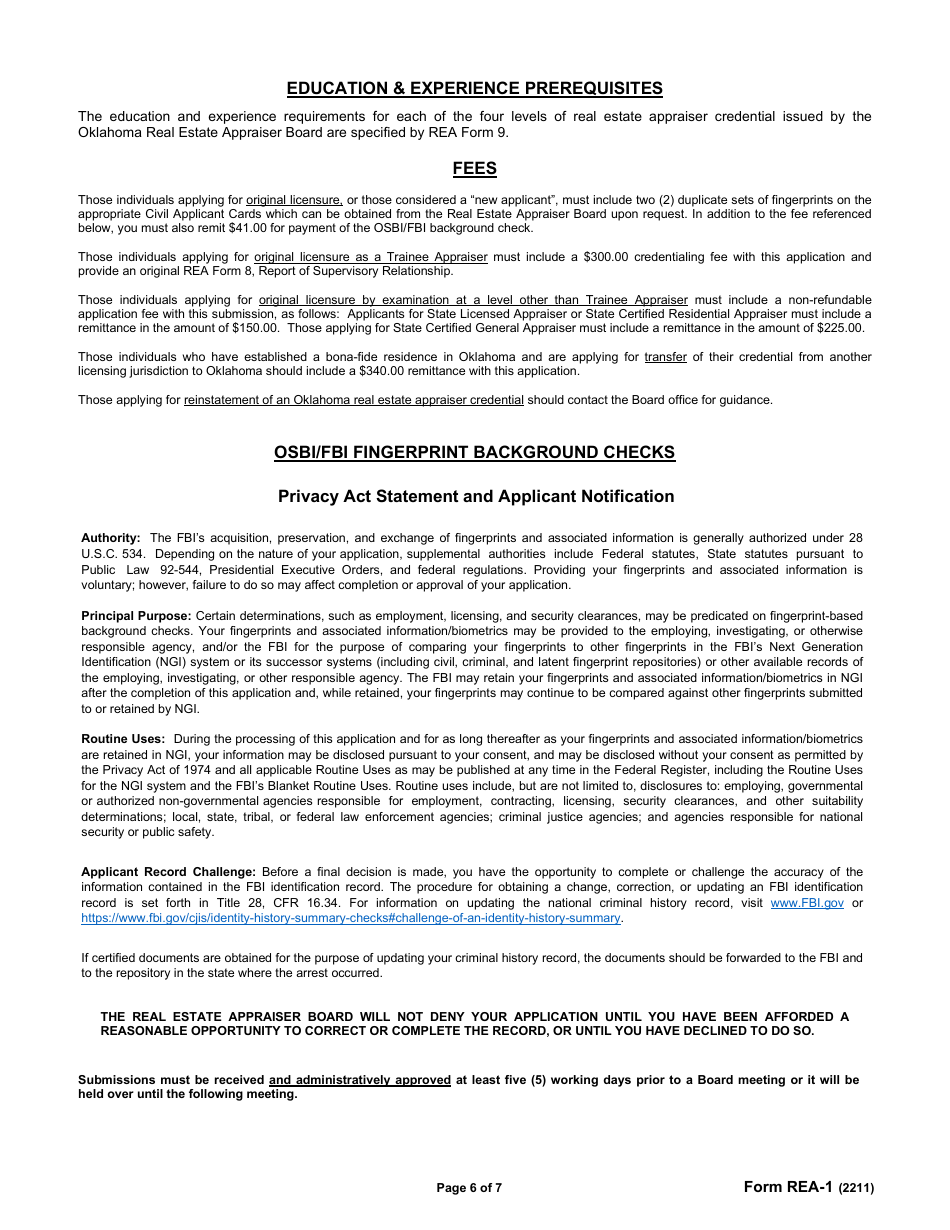 Form REA-1 - Fill Out, Sign Online and Download Printable PDF, Oklahoma | Templateroller