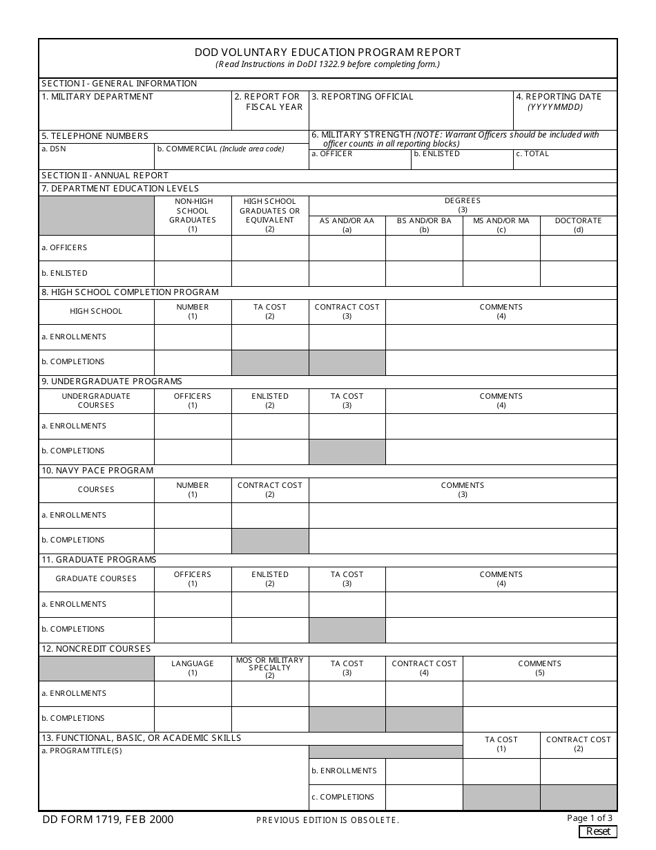 DD Form 1719 - Fill Out, Sign Online and Download Fillable PDF ...