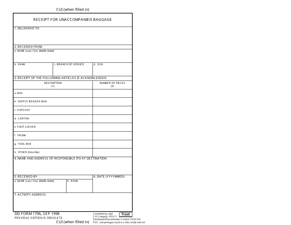DD Form 1796 - Fill Out, Sign Online and Download Fillable PDF ...