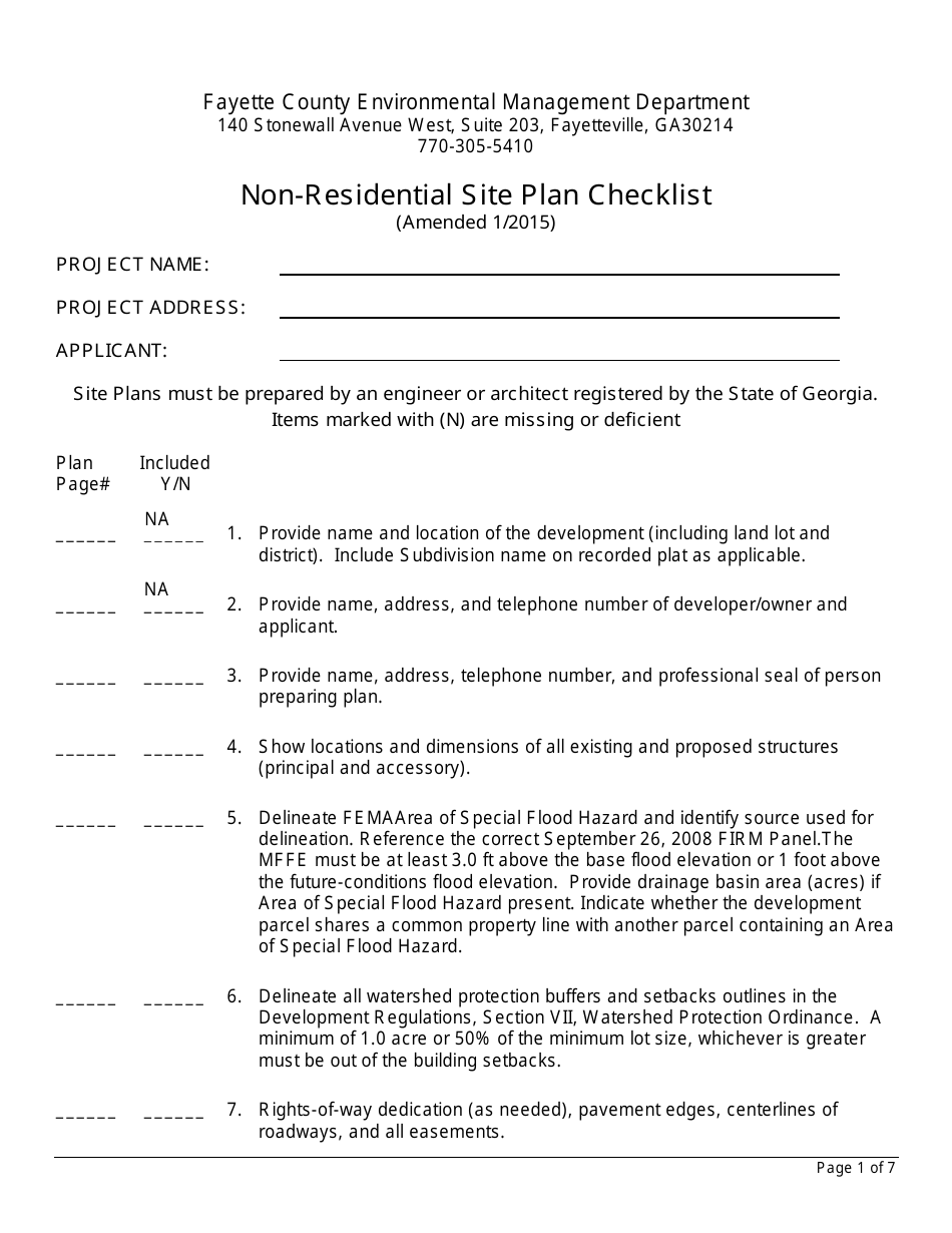 Fayette County, Georgia (United States) Non-residential Site Plan ...