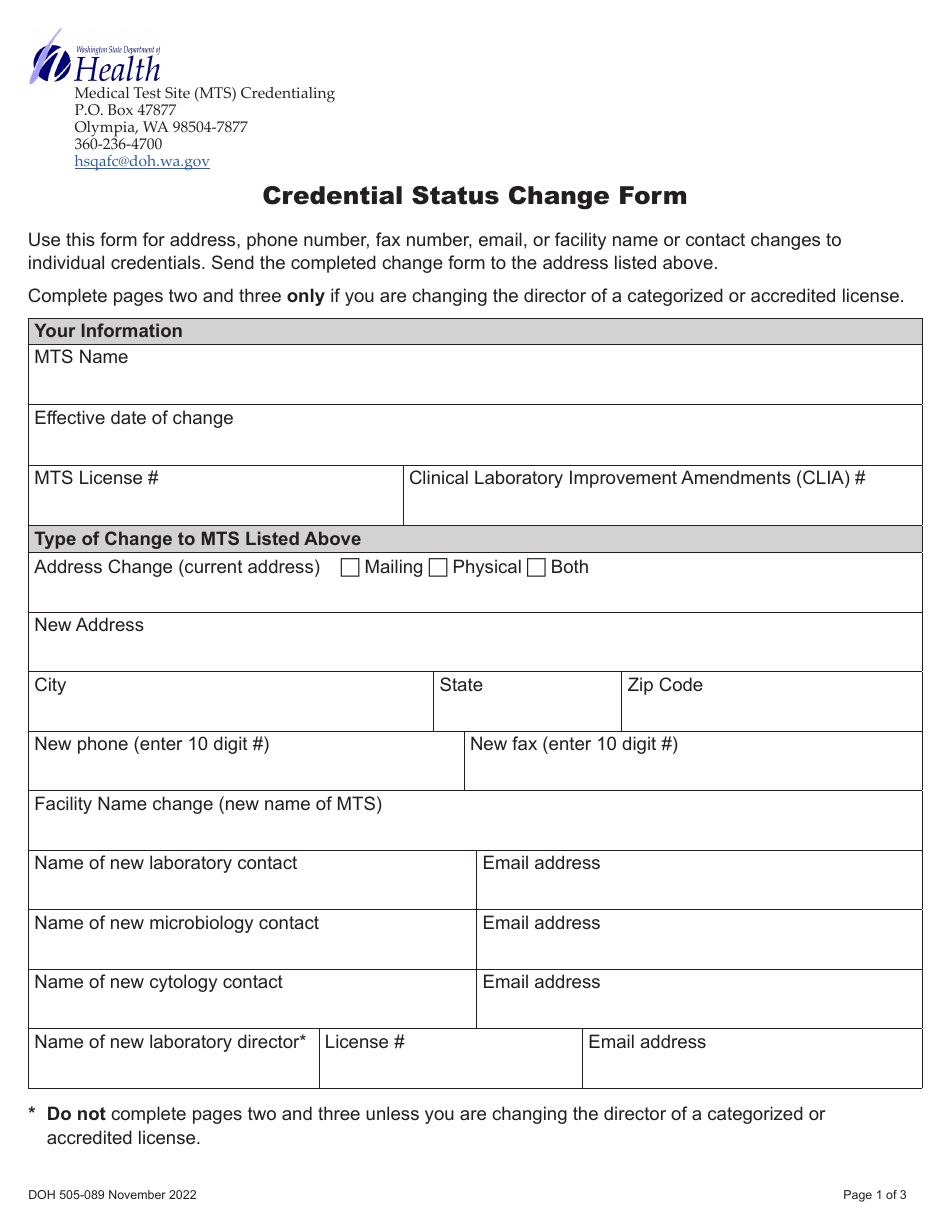 DOH Form 505-089 - Fill Out, Sign Online and Download Printable PDF ...