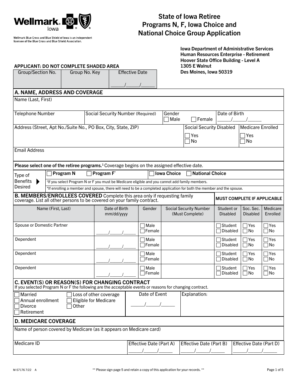 Form M-57176 Download Fillable PDF or Fill Online Wellmark Group ...