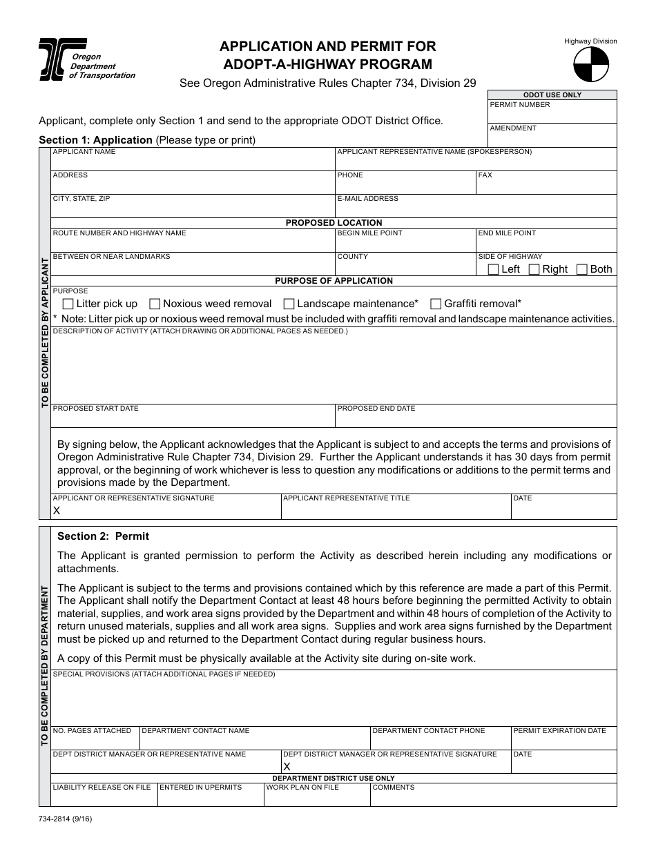 Form 734-2814 - Fill Out, Sign Online and Download Fillable PDF, Oregon | Templateroller