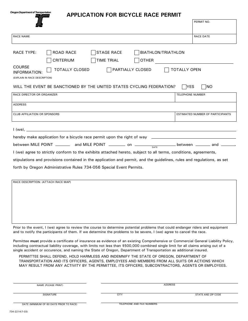 Form 734-2214 - Fill Out, Sign Online and Download Fillable PDF, Oregon ...