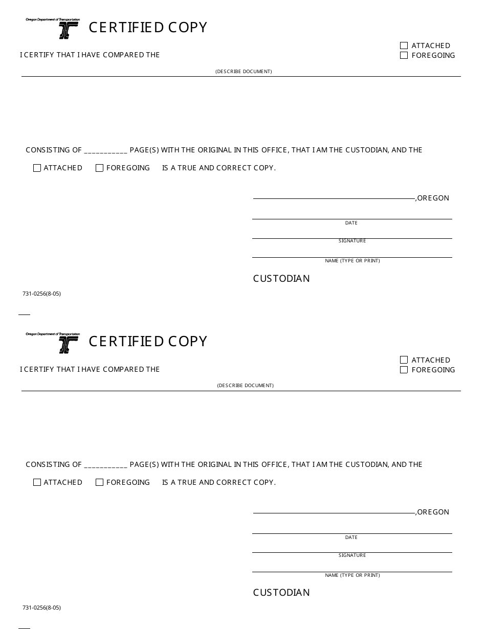 Form 731-0256 - Fill Out, Sign Online and Download Fillable PDF, Oregon ...
