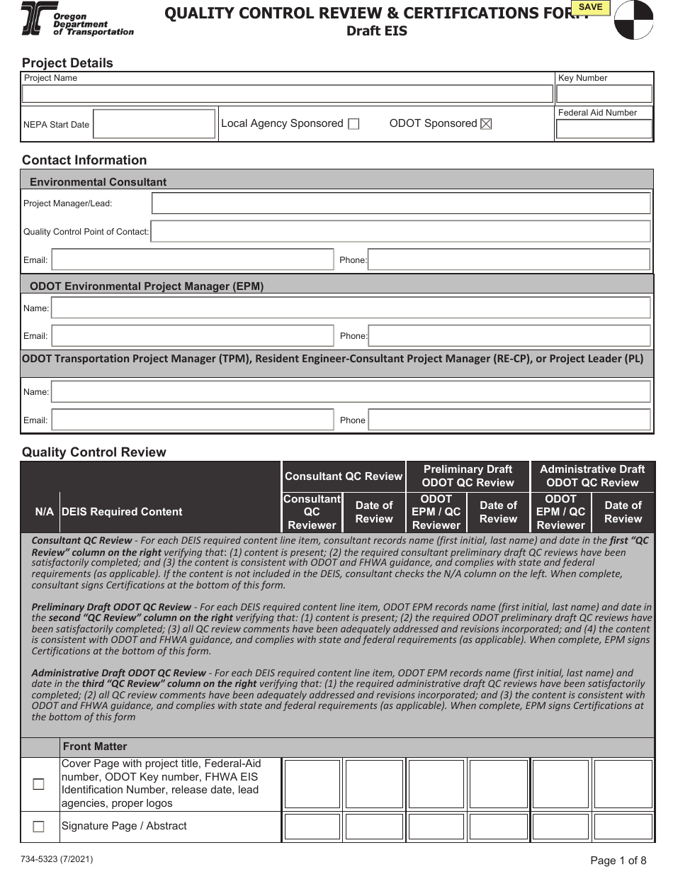 Form 734-5323 - Fill Out, Sign Online and Download Fillable PDF, Oregon ...