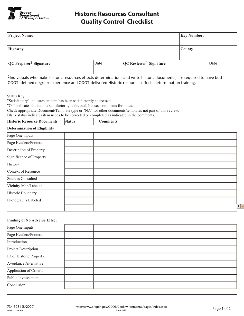 Form 734-5281 - Fill Out, Sign Online and Download Fillable PDF, Oregon ...