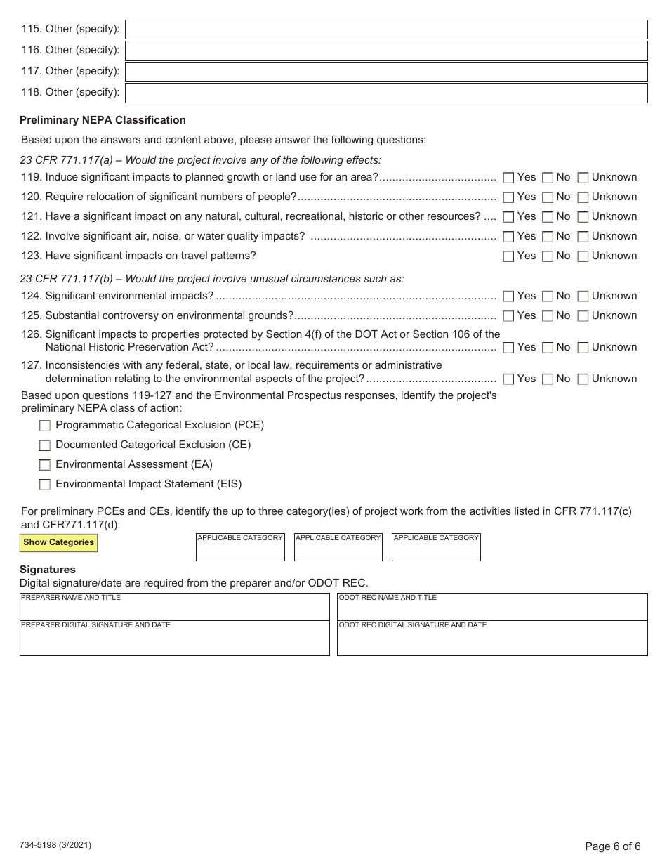 Form 734-5198 Download Fillable PDF or Fill Online Odot Environmental ... Form 734-5198 Download Fillable PDF or Fill Online Odot Environmental ...
