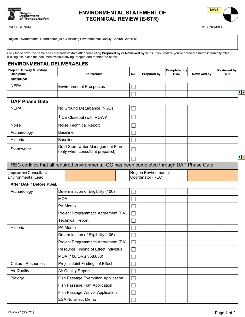 Form 734-5227 - Fill Out, Sign Online and Download Fillable PDF, Oregon ...