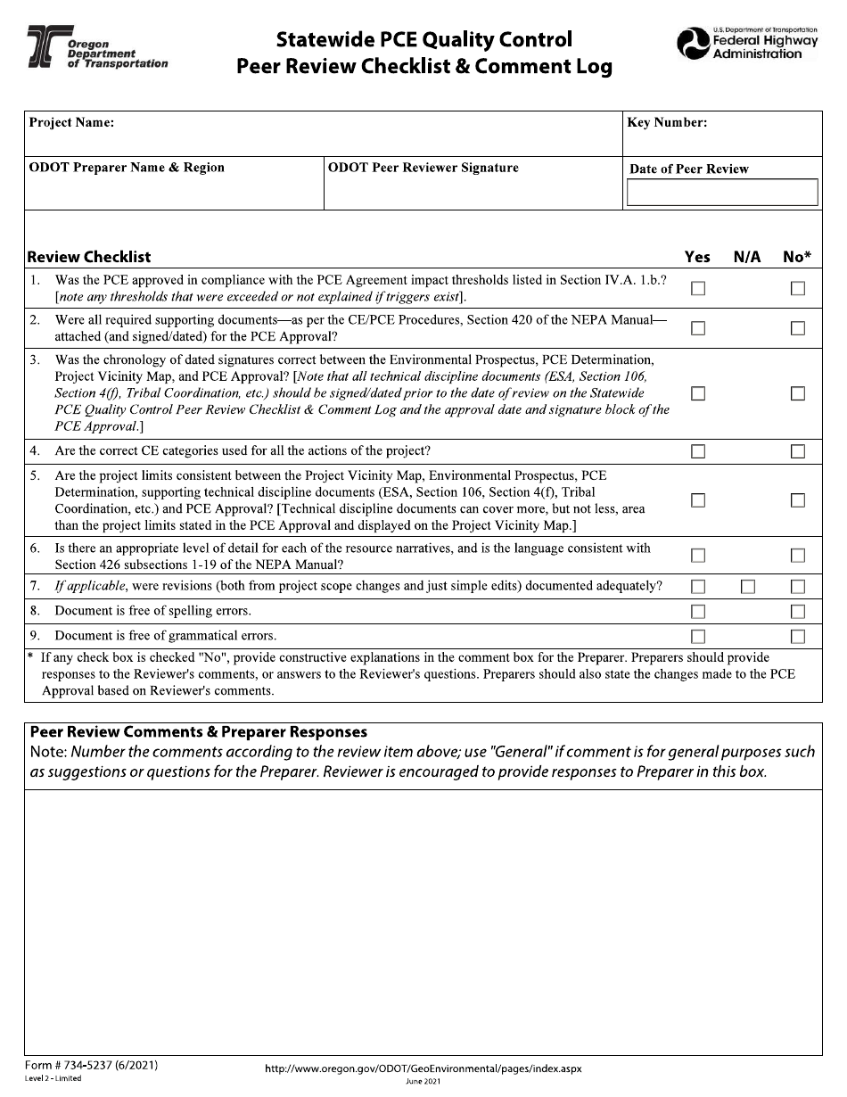 Form 734-5237 - Fill Out, Sign Online and Download Fillable PDF, Oregon ...