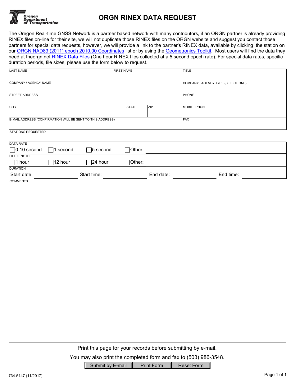 Form 734-5147 - Fill Out, Sign Online and Download Fillable PDF, Oregon | Templateroller