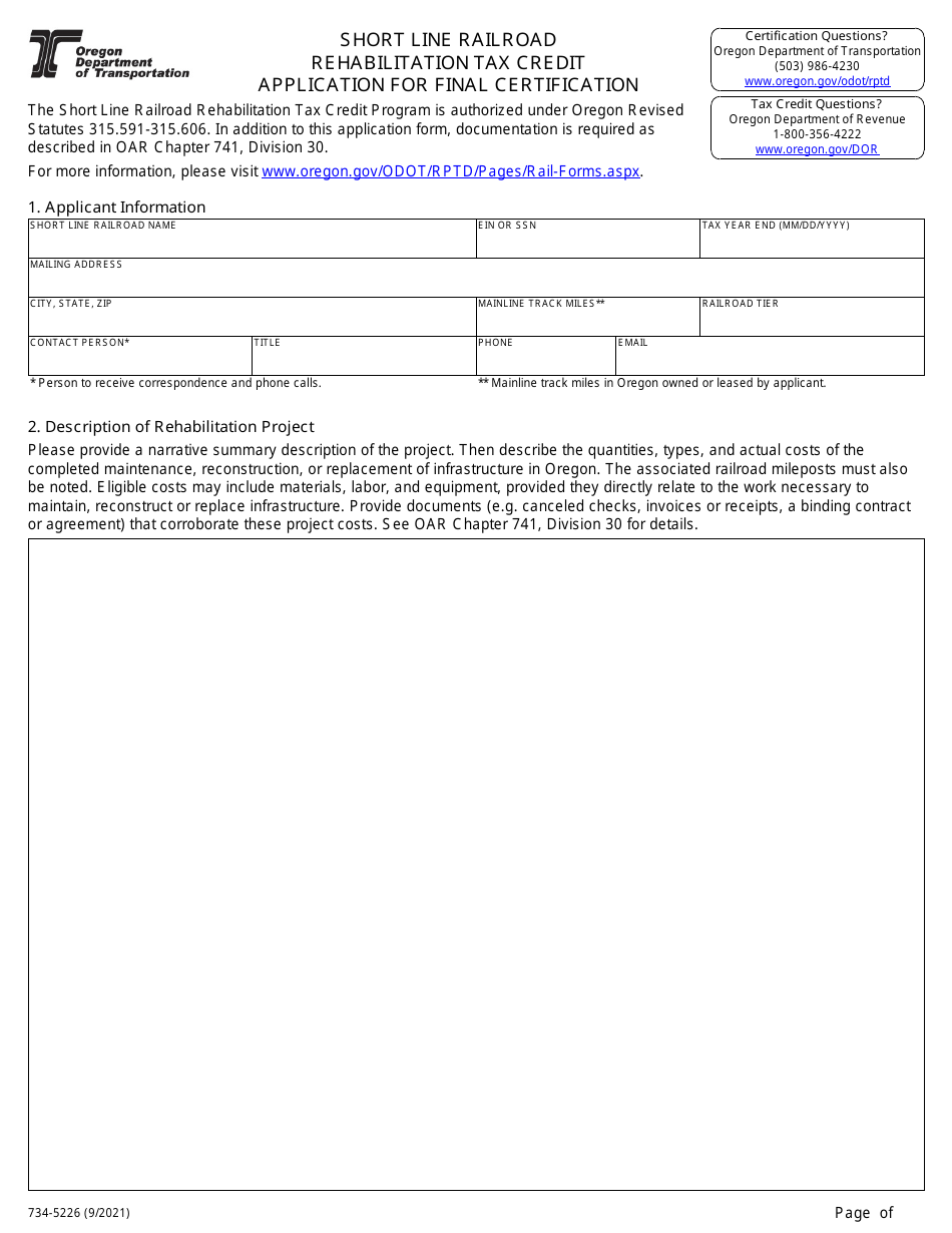 ODOT Form 734-5226 - Fill Out, Sign Online and Download Fillable PDF ...