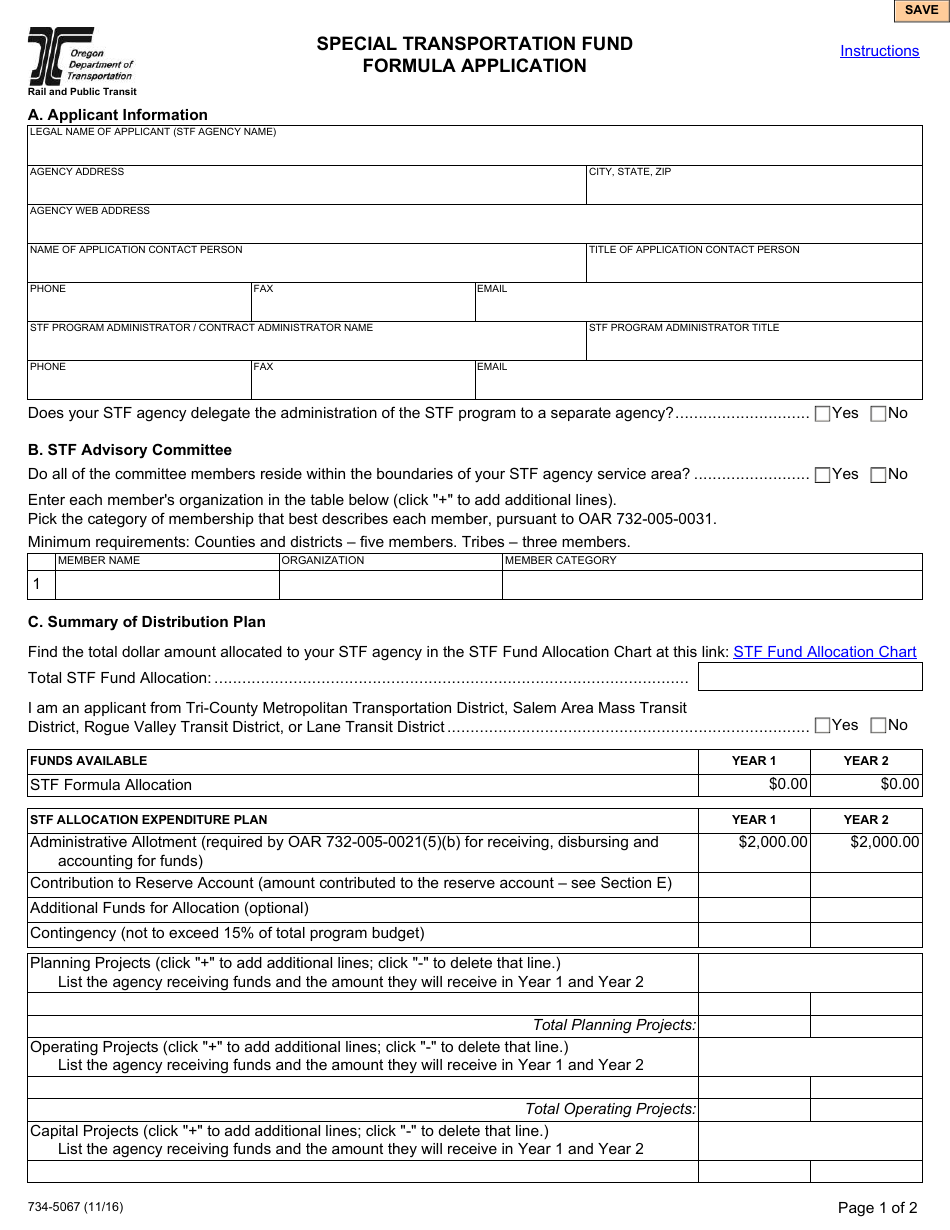 Form 734-5067 - Fill Out, Sign Online and Download Fillable PDF, Oregon | Templateroller