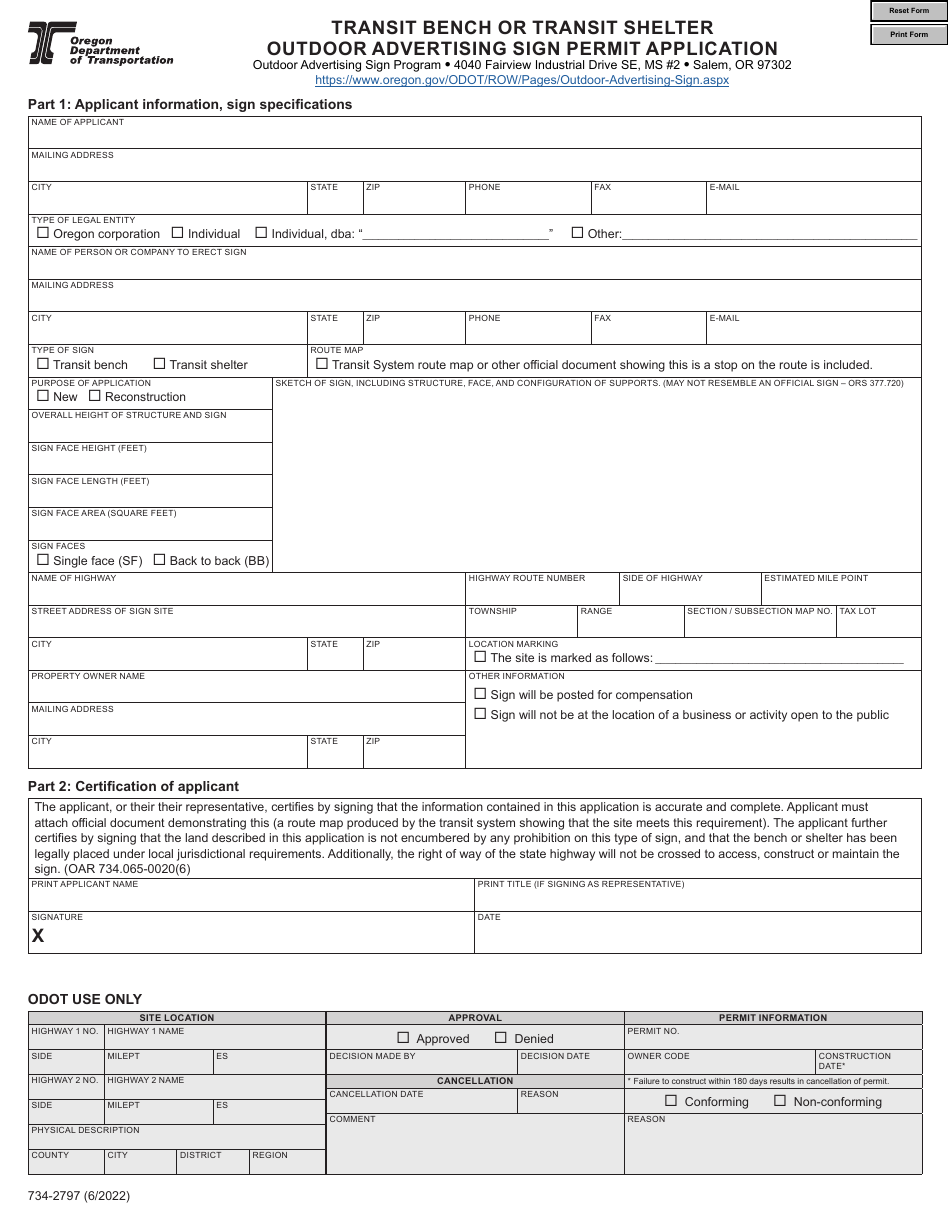 ODOT Form 734-2797 - Fill Out, Sign Online and Download Fillable PDF ...