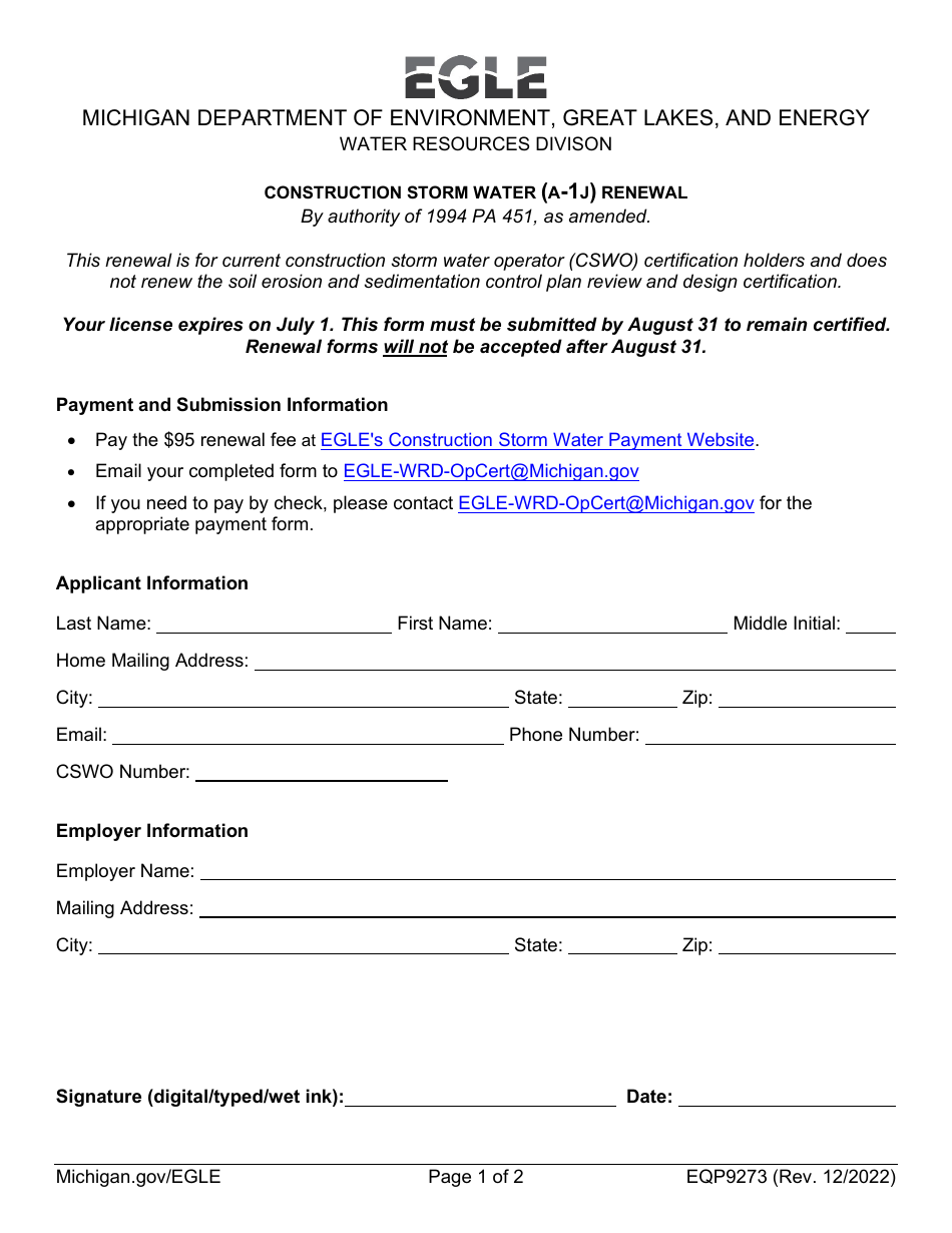 Form EQP9273 - Fill Out, Sign Online and Download Fillable PDF ...