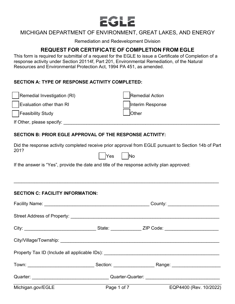 Form EQP4400 Download Fillable PDF or Fill Online Request for ...