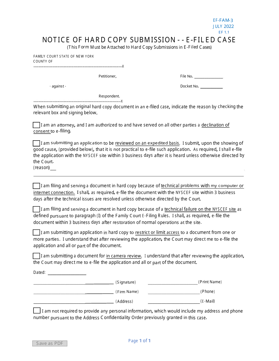 Form EF-FAM-3 - Fill Out, Sign Online and Download Fillable PDF, New ...