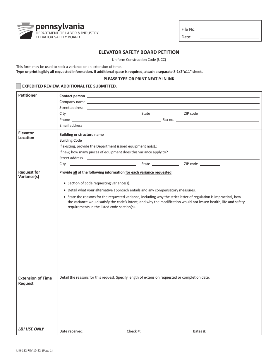 Form LIIB-112 - Fill Out, Sign Online and Download Fillable PDF ...