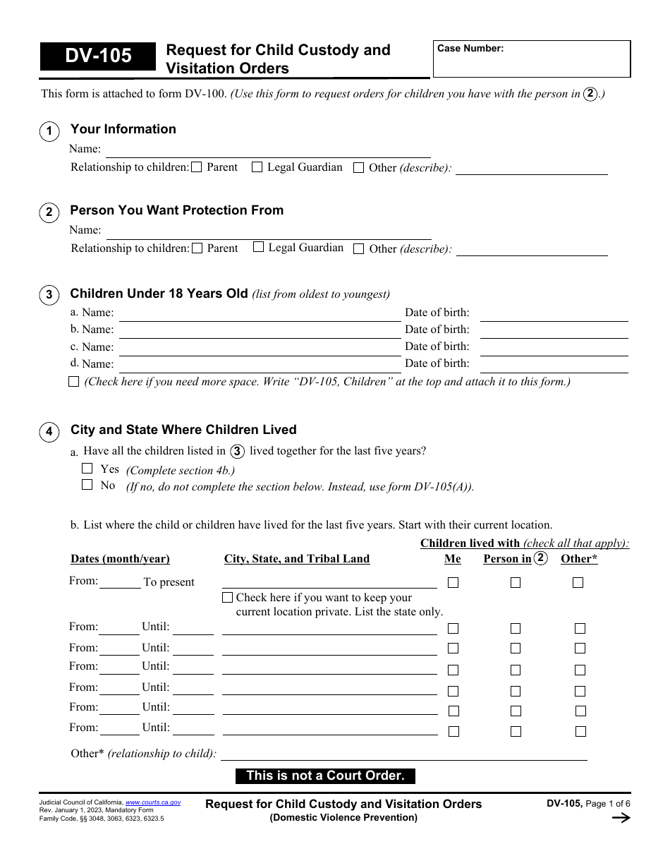 Form DV-105 - Fill Out, Sign Online and Download Fillable PDF ...