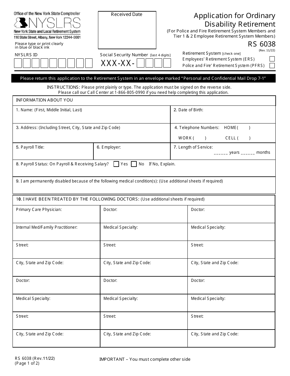 Form RS6038 - Fill Out, Sign Online and Download Fillable PDF, New York ...
