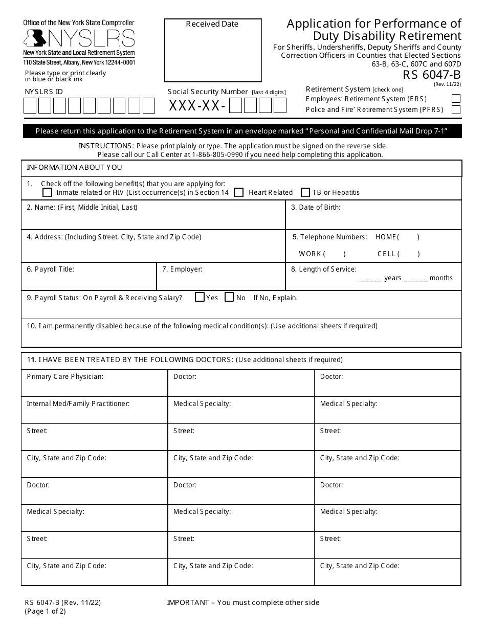 Form RS6047-B - Fill Out, Sign Online and Download Fillable PDF, New ...