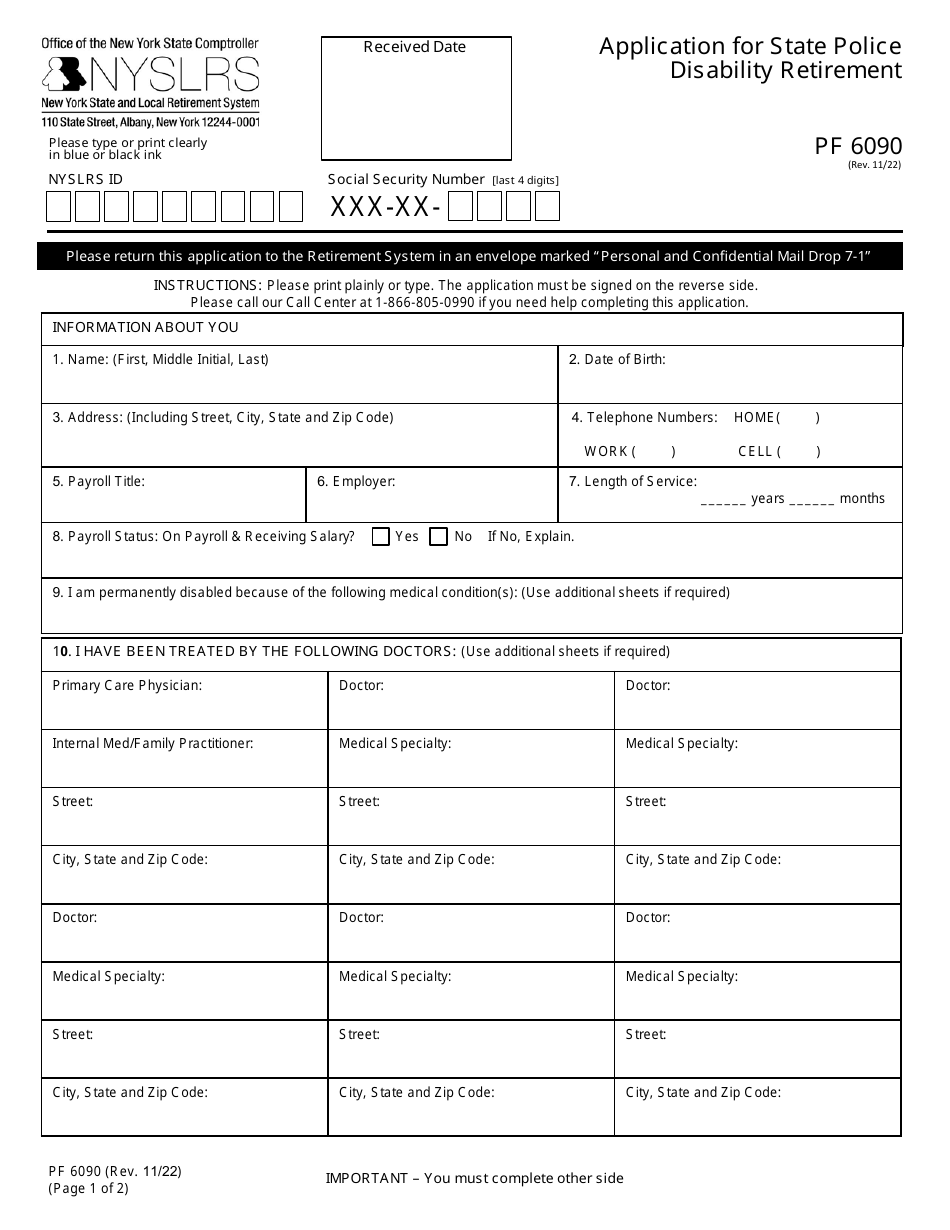 Form PF6090 - Fill Out, Sign Online and Download Fillable PDF, New York ...