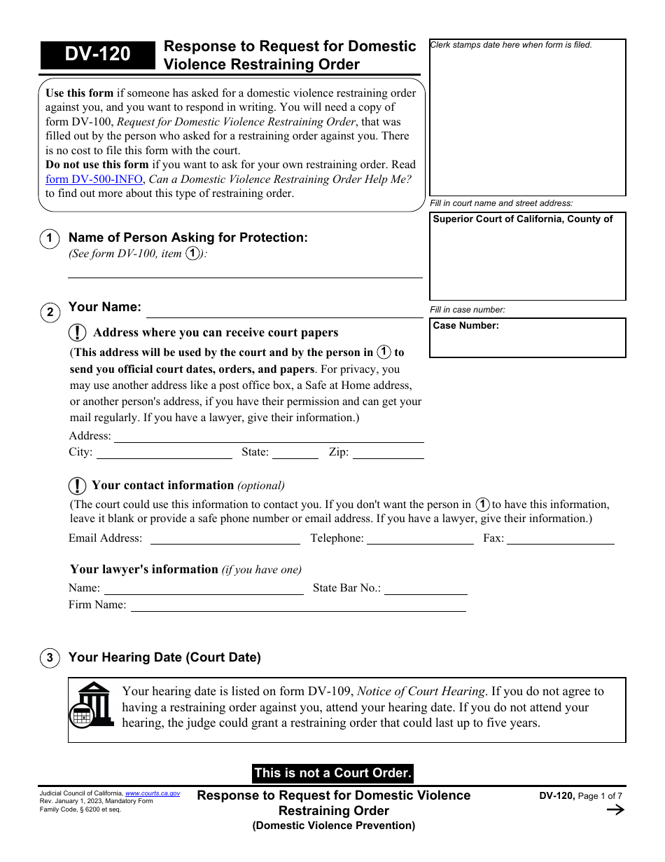 Form DV-120 - Fill Out, Sign Online and Download Fillable PDF ...